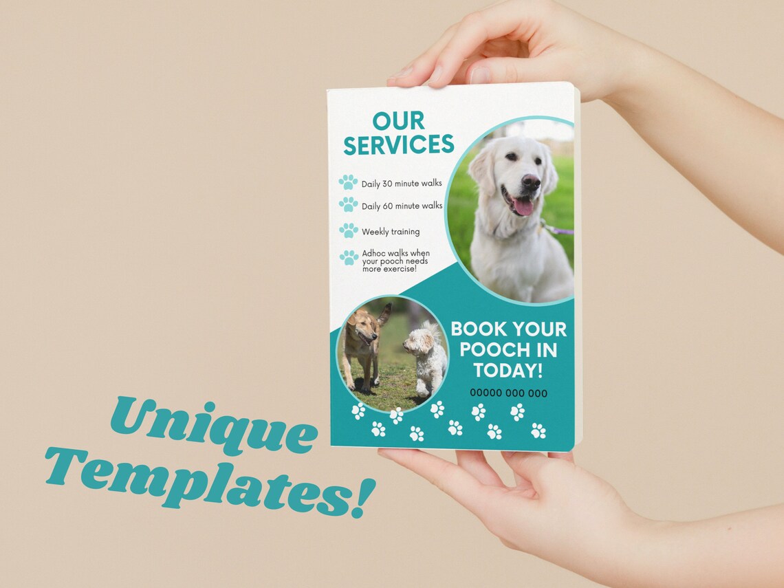 Dog Walking Service Flyer Template - Flyer Templates Canva Editable ...