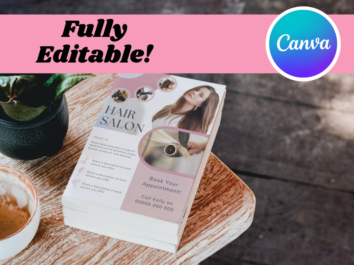 Hairdressing Flyer Template - Flyer Templates Canva Editable - Digital ...