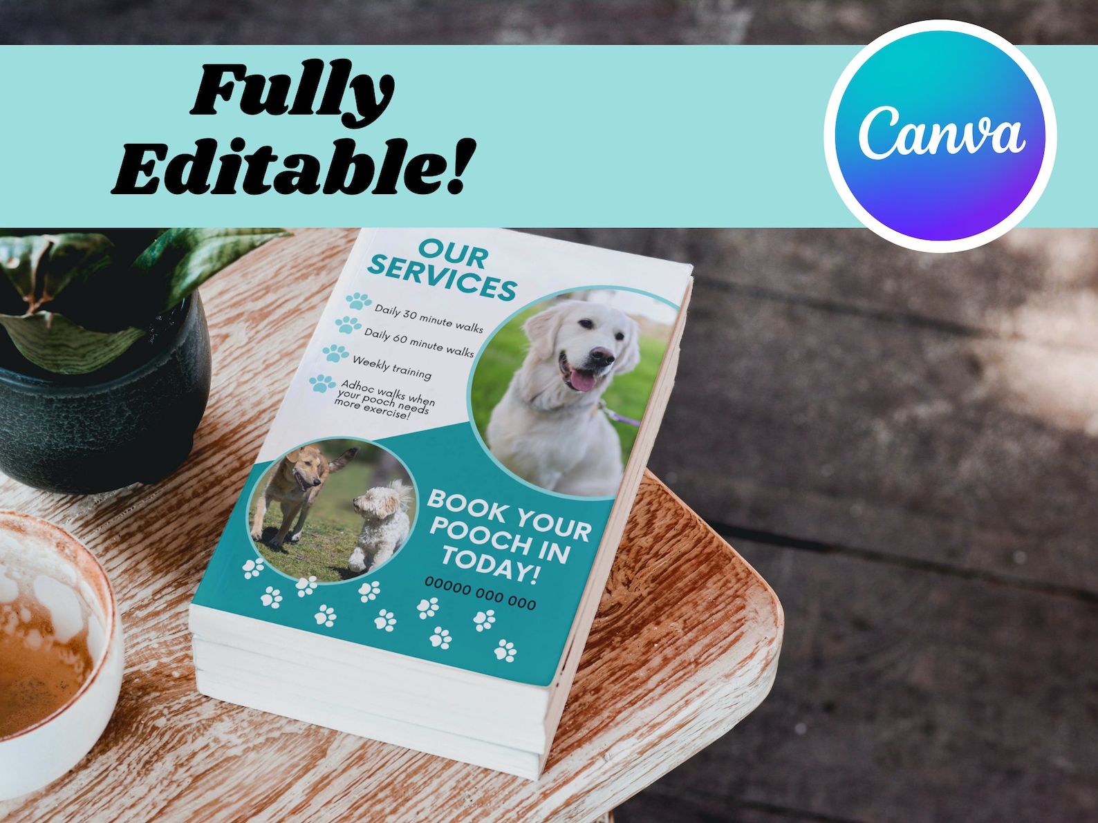 Dog Walking Service Flyer Template - Flyer Templates Canva Editable ...