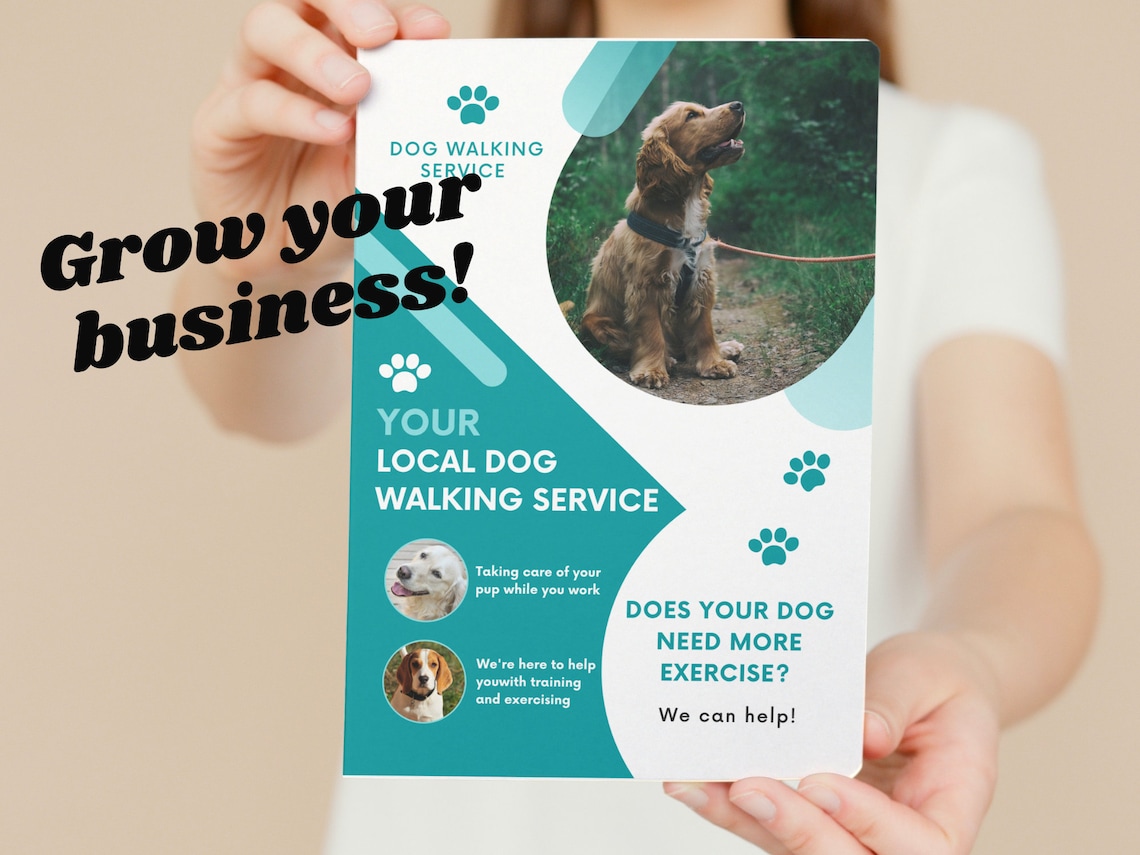 Dog Walking Service Flyer Template - Flyer Templates Canva Editable ...