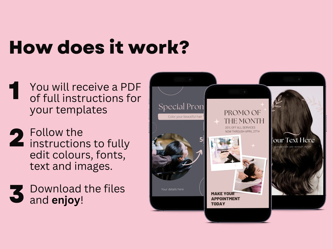 Hairdressing Instagram Template - Instagram Templates Canva Editable ...