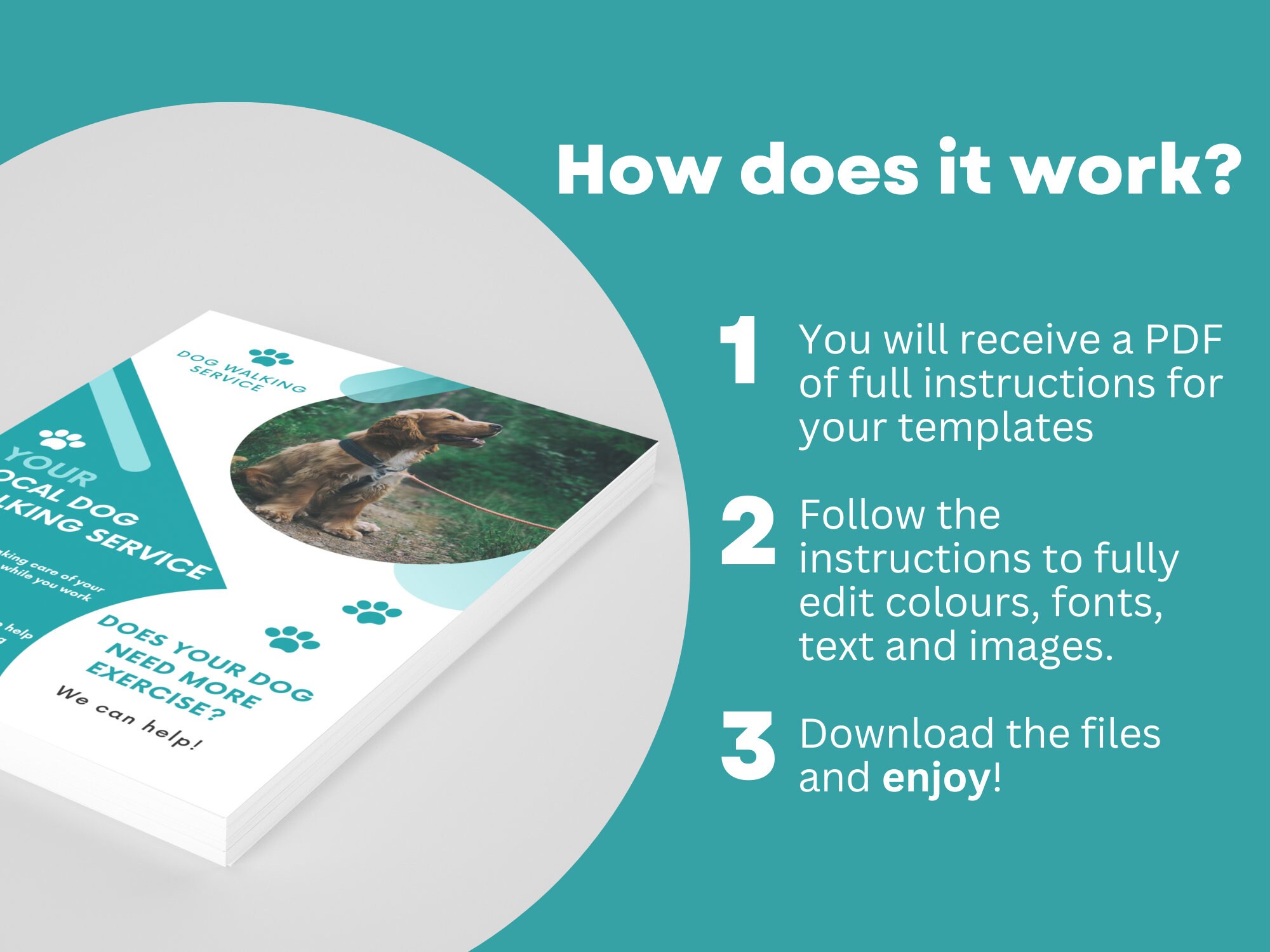 Dog Walking Service Flyer Template - Flyer Templates Canva Editable ...