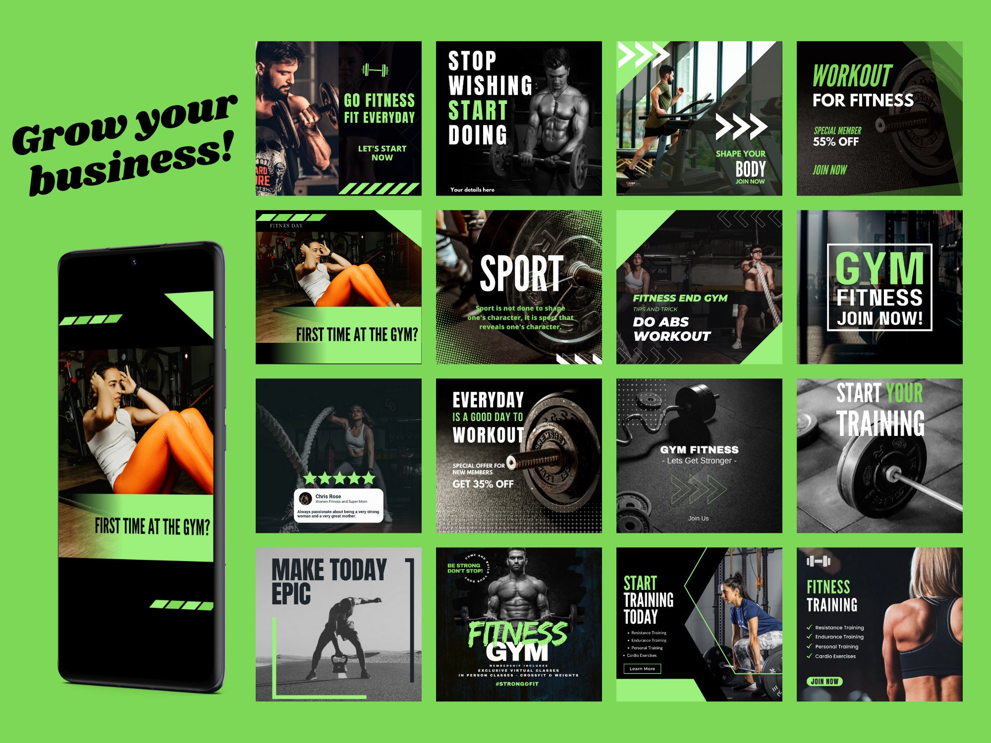 Fitness/gym Instagram Template - Instagram Templates Canva Editable ...