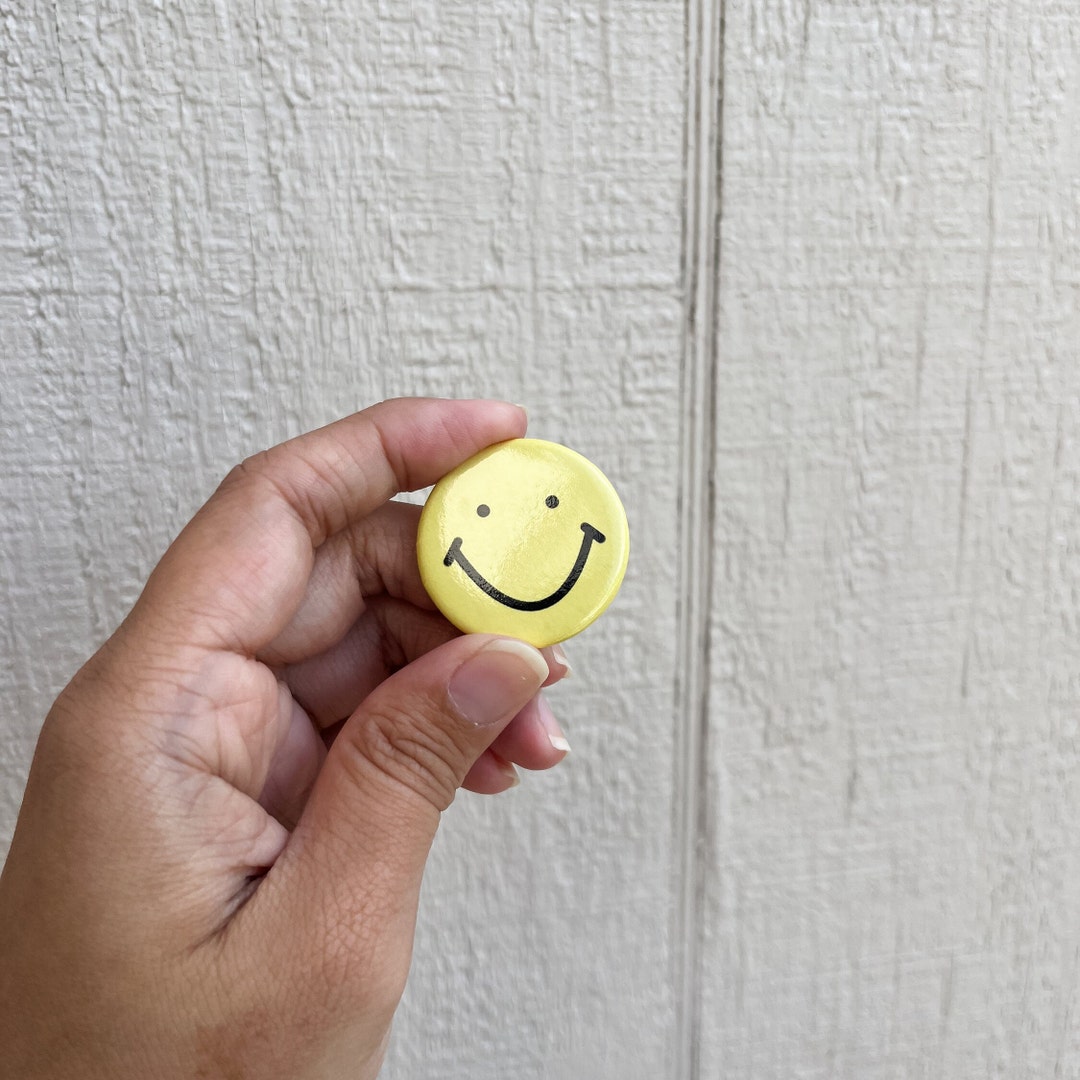 Smiley Face, 1.25 Inch Button Pin, Durable Steel Pin-back - Etsy