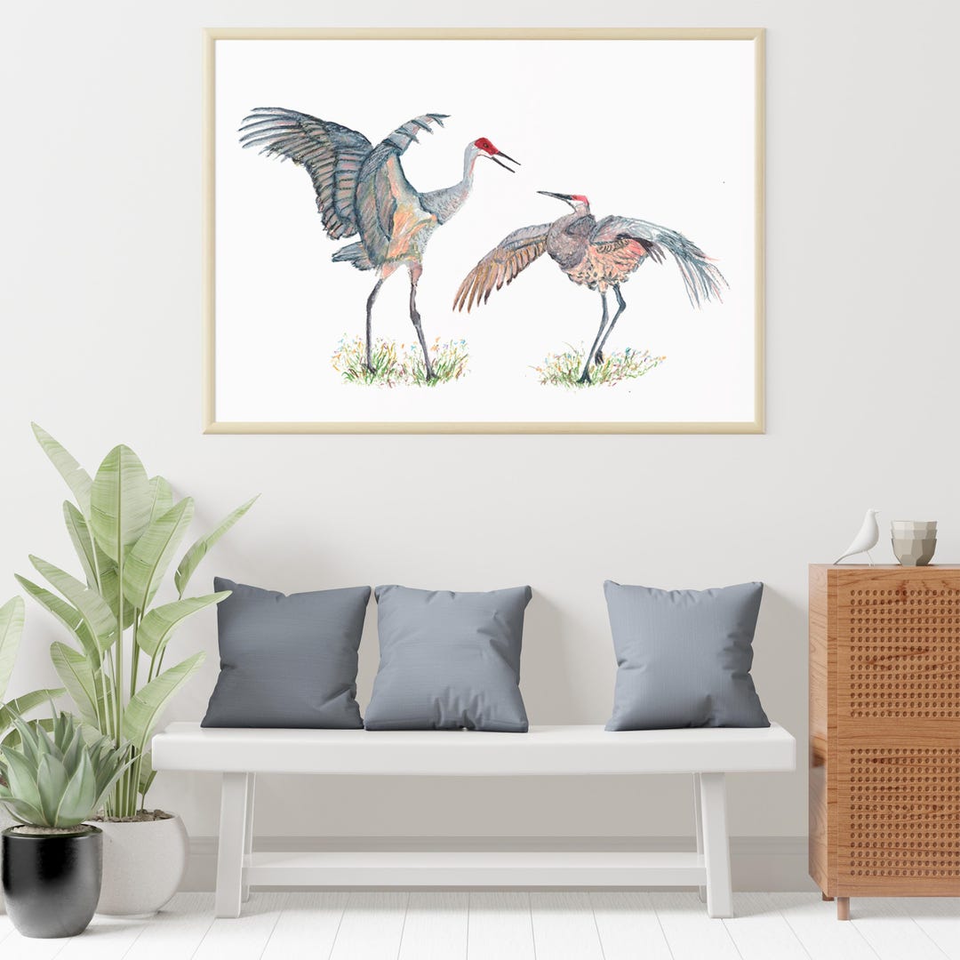 Sandhill Cranes Mating Dance | Florida Watercolor Print | Gift for All ...