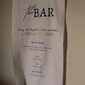 Signature Drink Sign | Fabric Bar Menu | 100% Cotton | Customizable ...