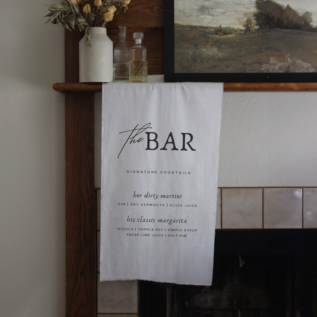 Signature Drink Sign | Fabric Bar Menu | 100% Cotton | Customizable ...