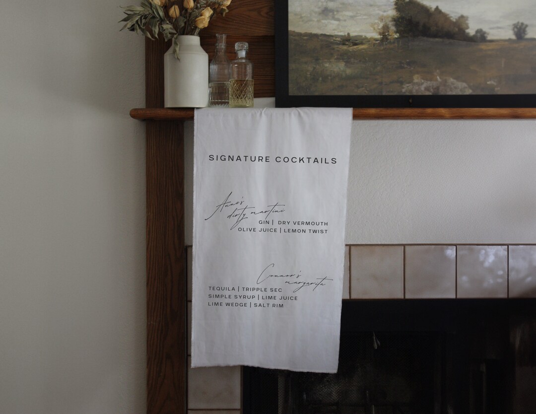 Signature Drinks Sign Fabric Bar Menu 100% Cotton Customizable Fabric ...
