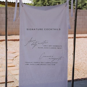 Signature Drinks Sign | Fabric Bar Menu | 100% Cotton | Customizable ...