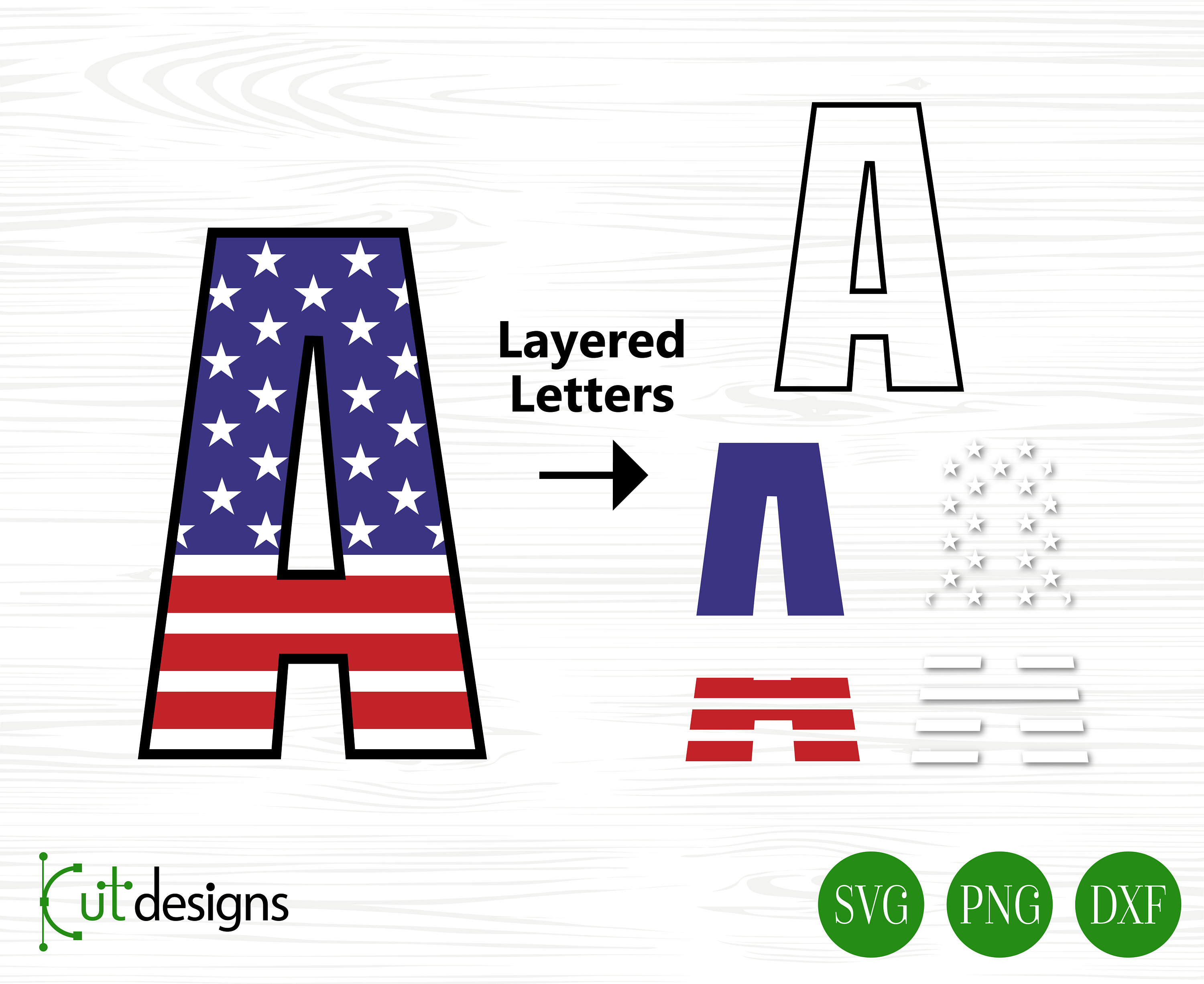 USA Flag Font American Flag Font USA Layered Letters Svg Files Cricut ...