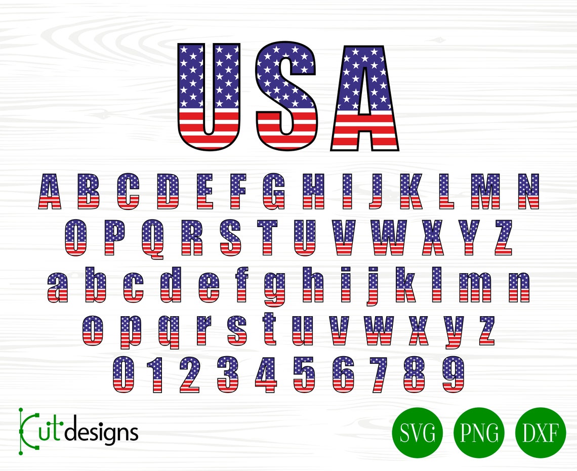 USA Flag Font American Flag Font USA Layered Letters Svg Files Cricut ...