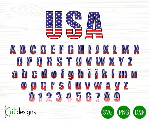 USA Flag Font American Flag Font USA Layered Letters Svg Files - Etsy