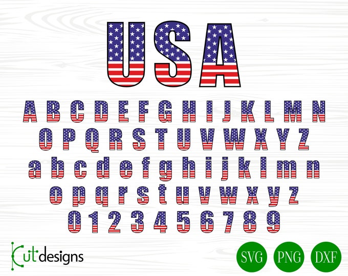 USA Flag Font American Flag Font USA Layered Letters Svg Files Cricut ...