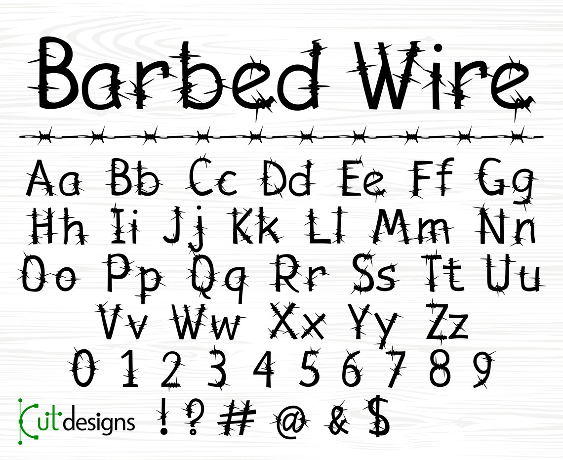 Barbed Wire Font Barbed Wire Letters Font Thick Barbed Wire Font Barbed ...