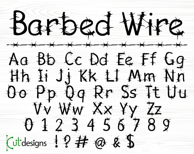 Barbed Wire Doodle Letter Outline - Etsy