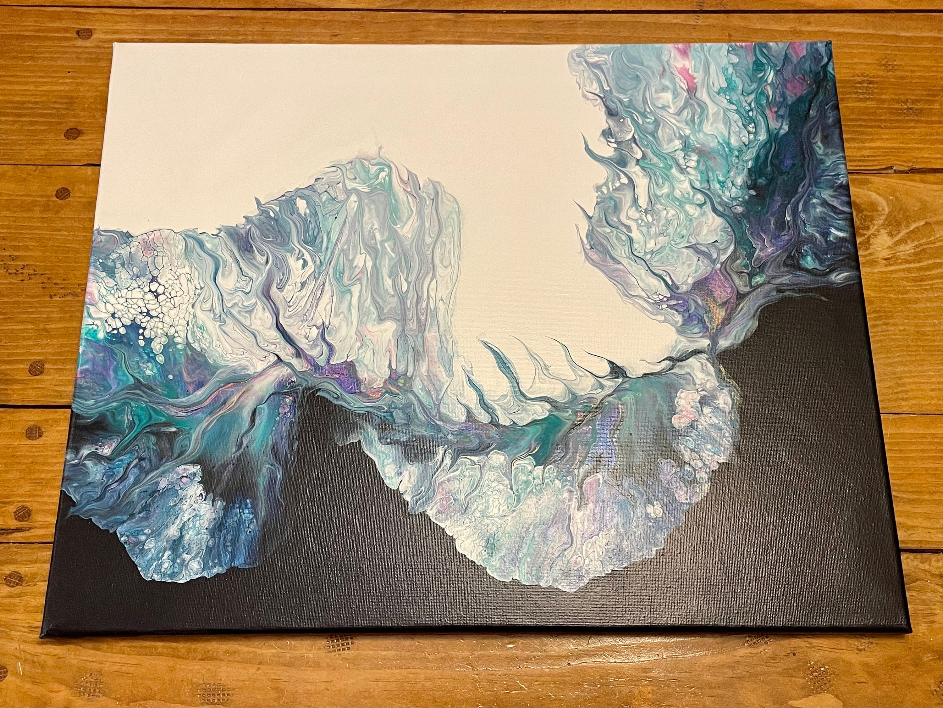 Prussian Blue Dutch Pour Painting, Iridescent and Metallic Colors ...