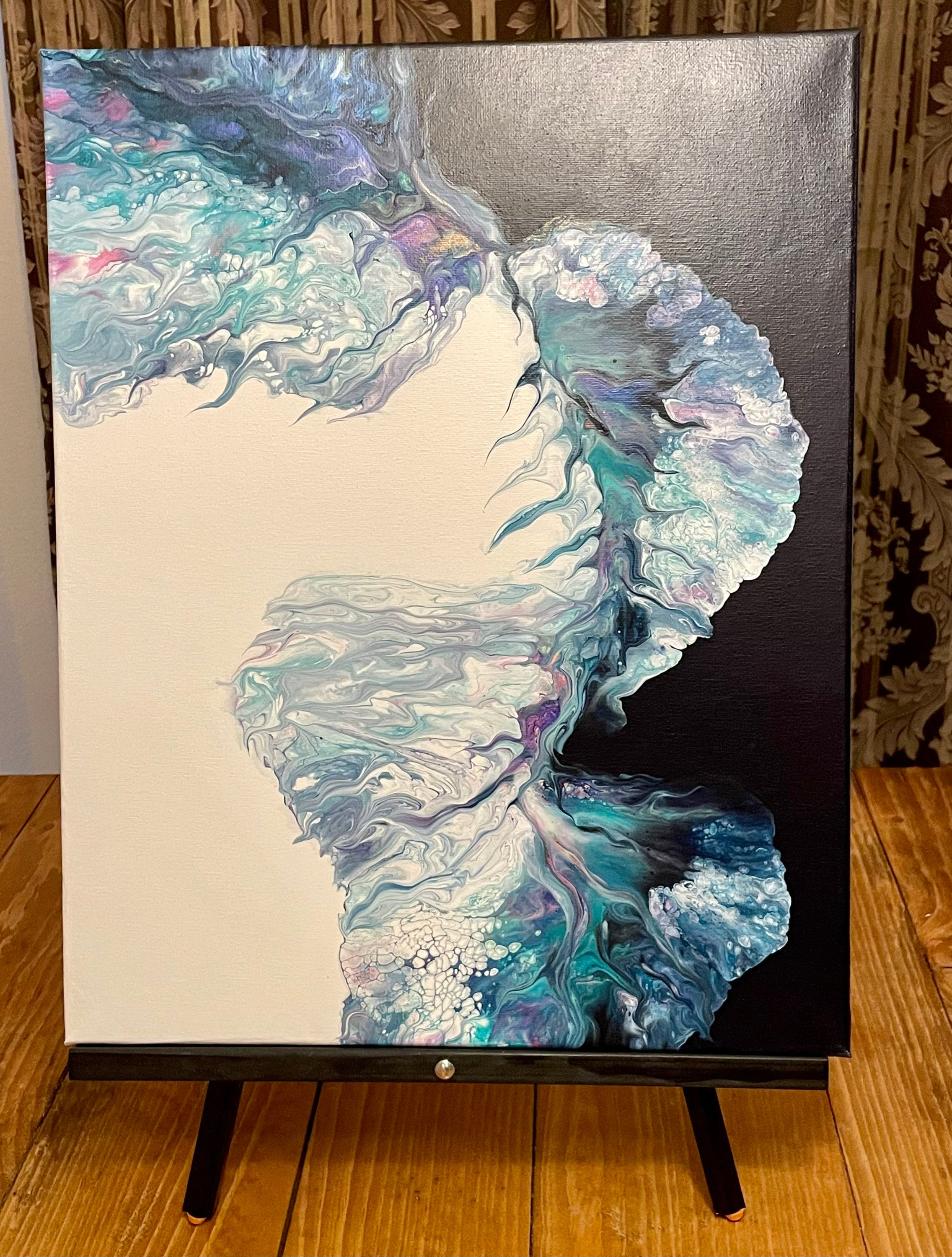 Prussian Blue Dutch Pour Painting, Iridescent and Metallic Colors ...