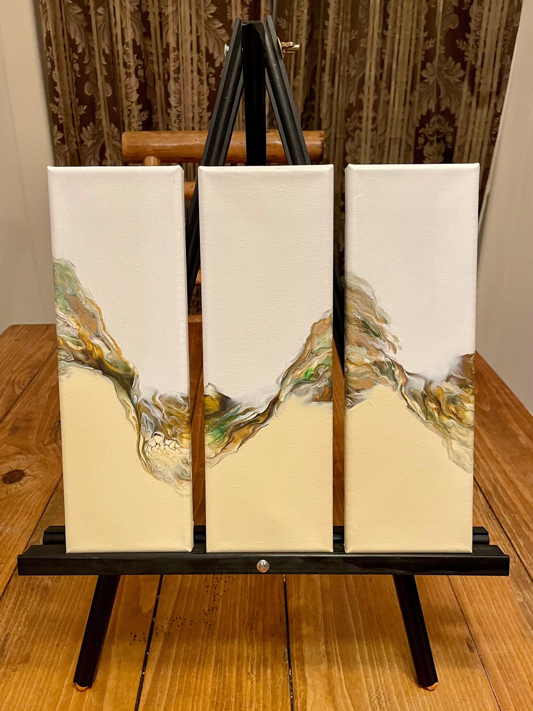 Warm & Inviting Neutral Fluid Art Triptych Acrylic Dutch Pour - Etsy