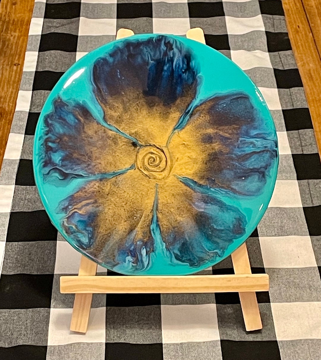 Bloom Flower Fluid Art Painting Floral Acrylic Dutch Pour on Wood ...