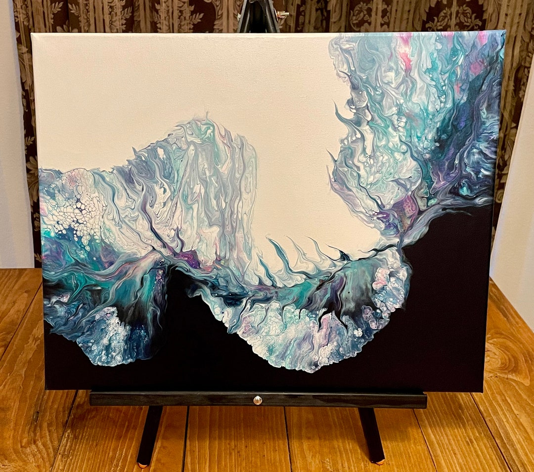 Prussian Blue Dutch Pour Painting, Iridescent and Metallic Colors ...