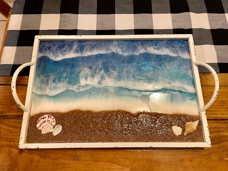 Ocean Serving Tray Shabby Chic Decorative Tray Beach Breakfast Tray ...