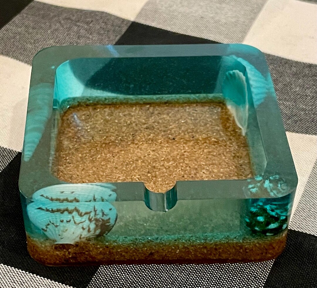 Under the Sea Ashtray, Seashells and Sand Resin Ocean Ashtray, Nautical ...