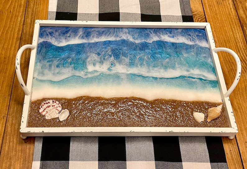 Ocean Serving Tray Shabby Chic Decorative Tray Beach Breakfast Tray ...
