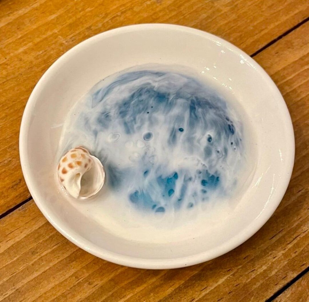Ocean Ring Dish, Beach Jewelry Dish, Wave Trinket Tray, Nautical Home ...