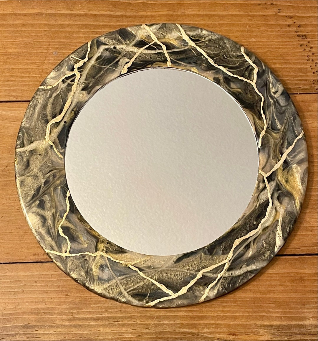 Stunning Resin Mirror W/ Gold Leaf Veins 12 Diameter W/ 8 - Etsy