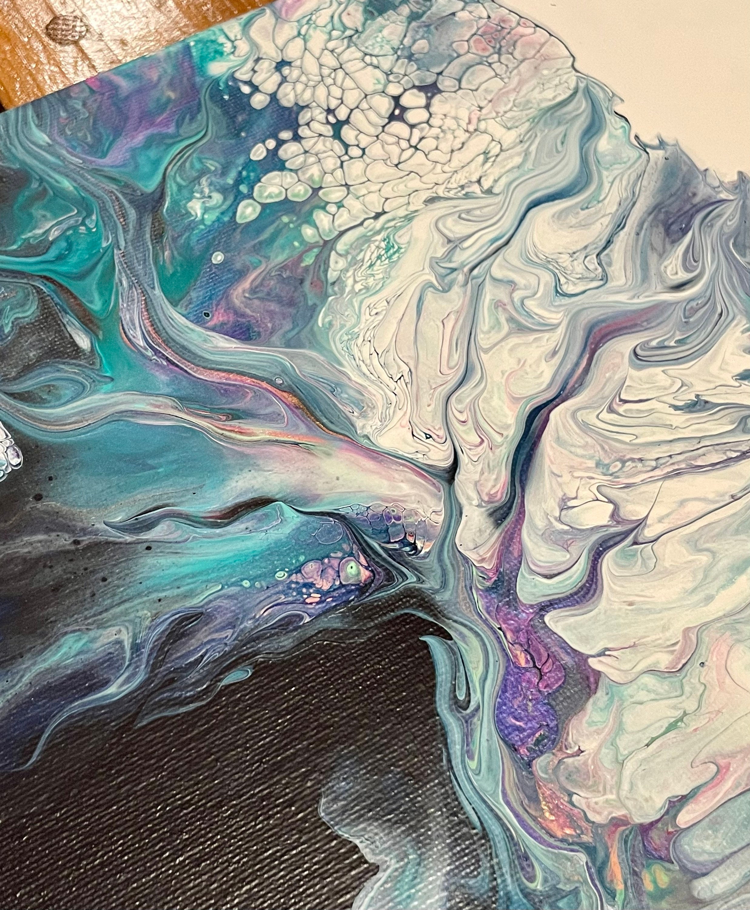 Prussian Blue Dutch Pour Painting, Iridescent and Metallic Colors ...