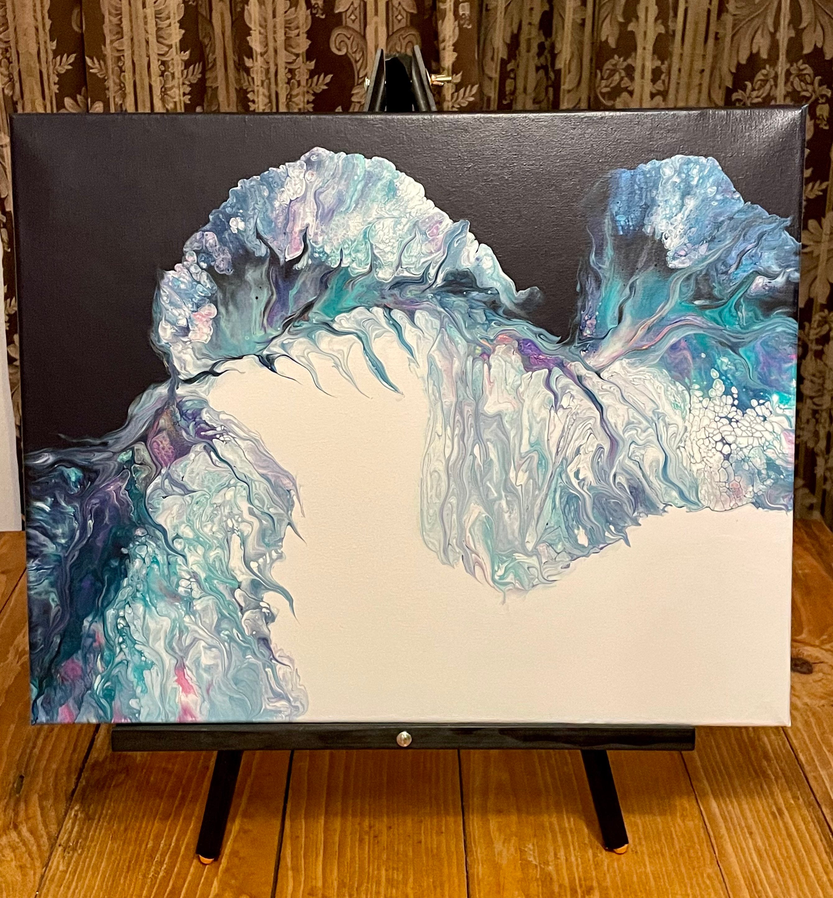 Prussian Blue Dutch Pour Painting, Iridescent and Metallic Colors ...