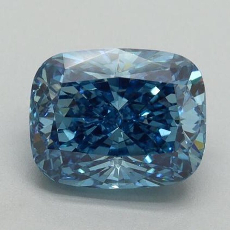 Elongated Cushion Cut Lab Grown Blue Diamond for Custom Jewelry, Blue ...