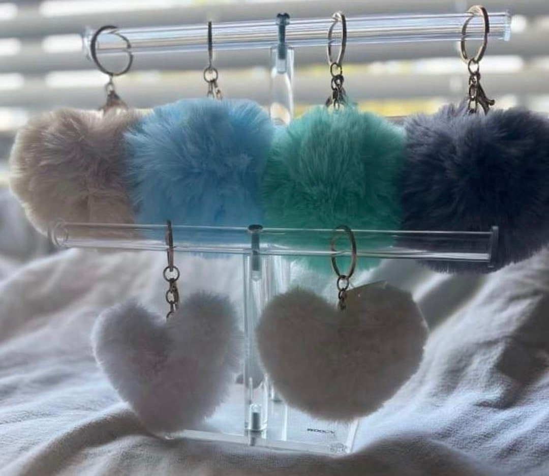 Fluffy Keychains in Heart, Star, and Ball Shapes - Etsy