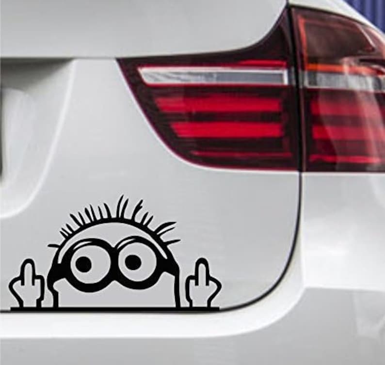 Car Sticker Minion Middle Finger Tuning Sticker - Etsy