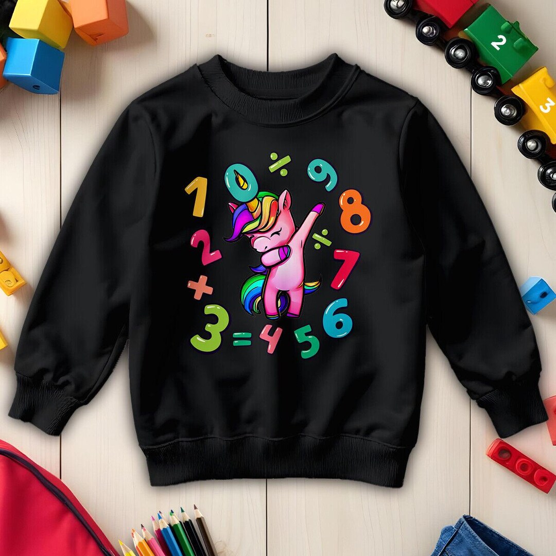 Girls Unicorn With Math Number Day Ideas Jumper Sweatshirt for Kids ND ...