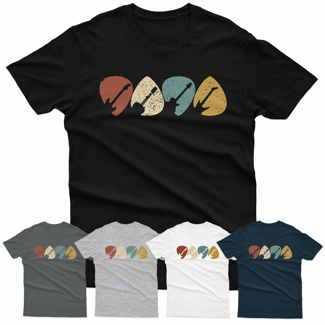 Vintage Guitar Pick T Shirt Classic Playing Guitar Humor Mens Unisex ...
