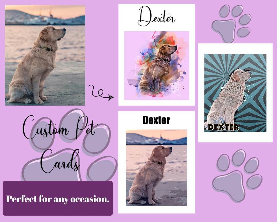 Personalised Pet Portrait Greeting Cards Custom Pet Portrait ...