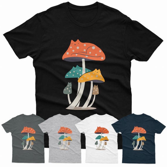 Meowshroom T-shirt Mushrooms Cartoon Cat Doodles Feline Forest - Etsy