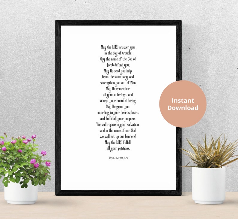 Psalm 20 Prayer Bible Verse Printable Bible Verse Wall Art | Etsy