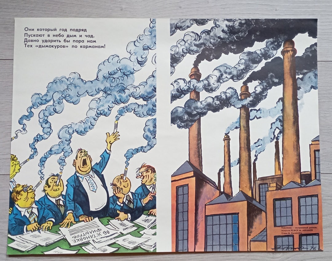 Original Vintage Soviet Ecological Poster Environment Safety Greenpeace ...