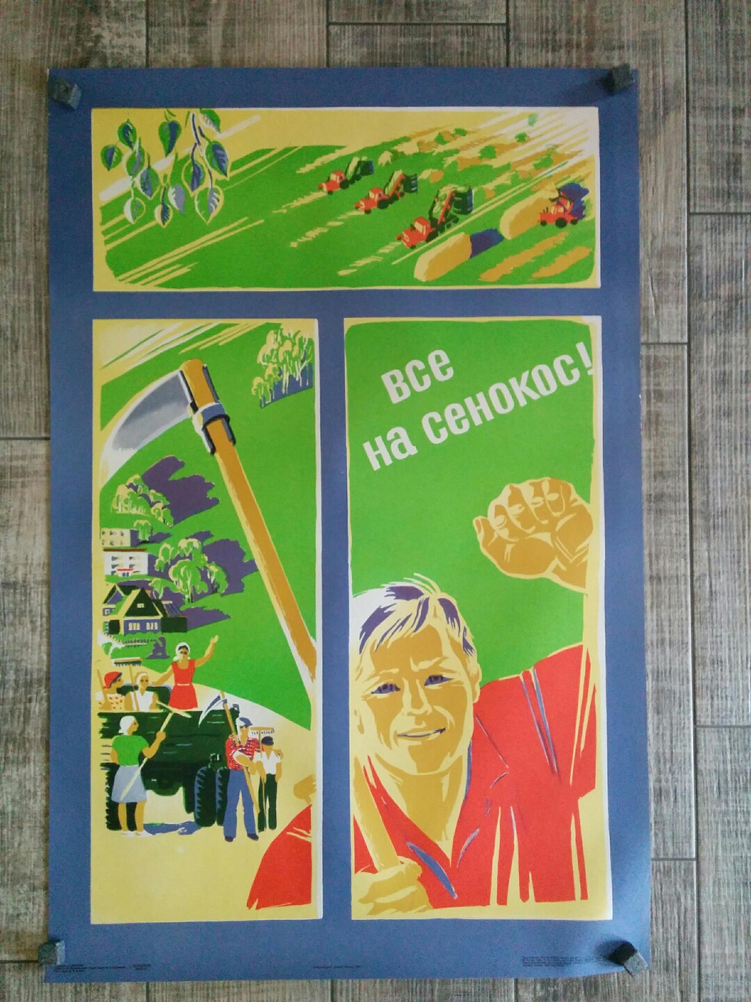 Original Vintage Large Poster Soviet Agriculture Haymaking USSR - Etsy
