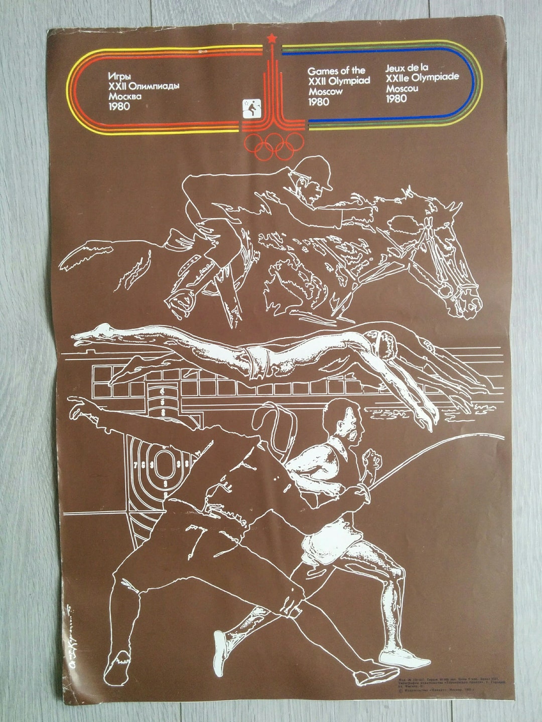Original Vintage Soviet Poster Olympic Games Moscow 1980 USSR Sports ...