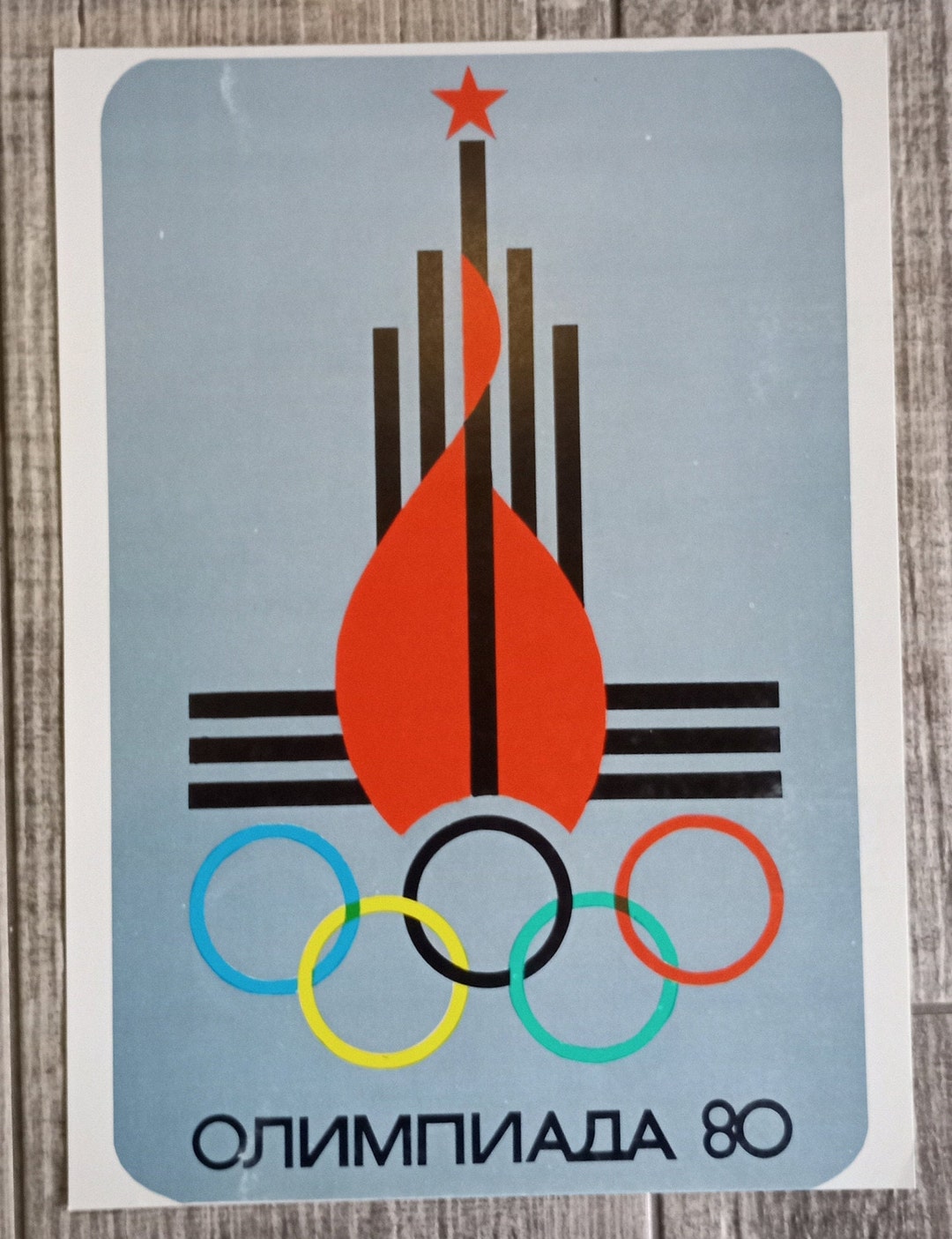 Original Vintage Cardboard Poster Soviet Sport Olympic Games Moscow ...