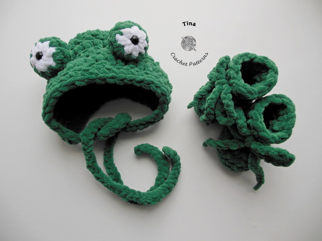 CROCHET Frog PATTERN Frog Baby Bonnet and Booties Set Easy Crochet ...