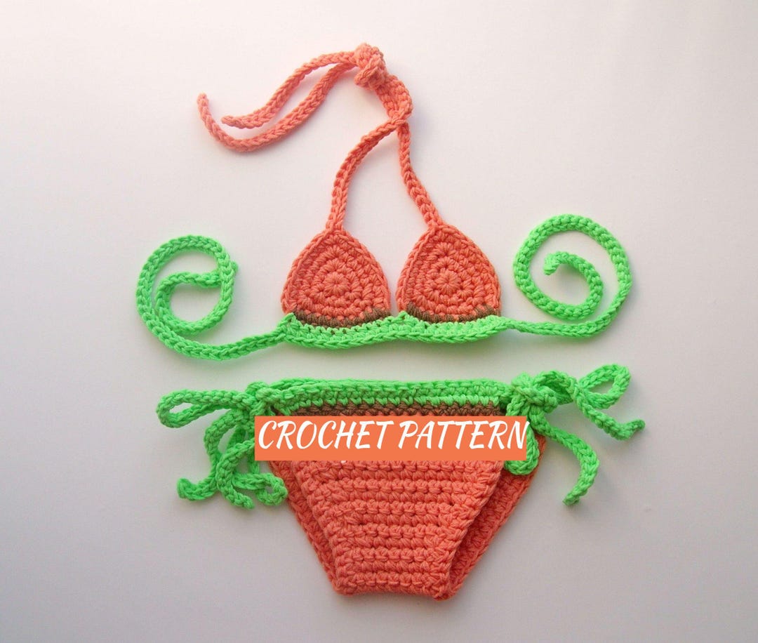 CROCHET PATTERN - Peach Bikini Baby Set | Crochet Baby Bikini | Baby ...