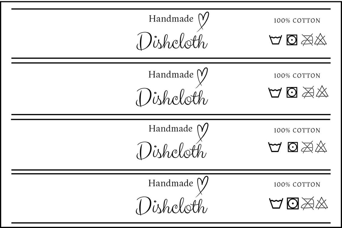 Printable Dishcloth Label, Washcloth Label, Handmade Crochet Tag, Knit ...
