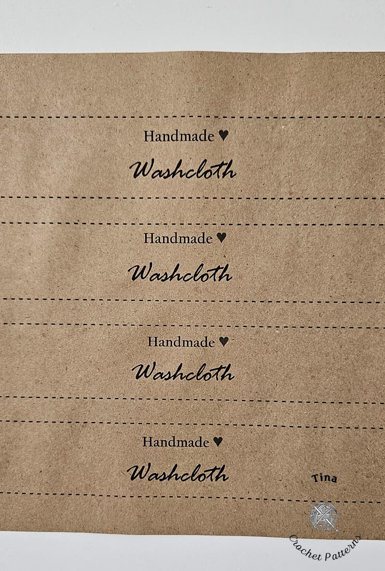 Printable Dishcloth Label, Washcloth Label, Handmade Crochet Tag, Knit ...