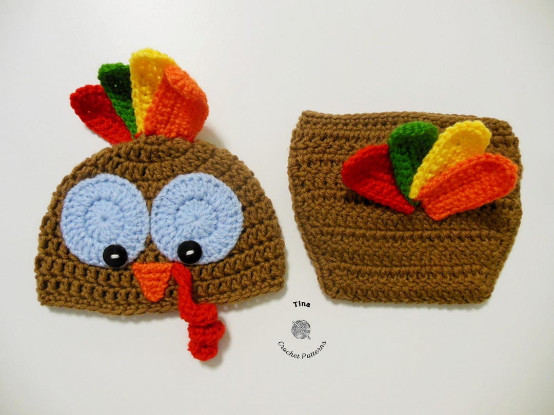 CROCHET PATTERN - Turkey Baby Hat and Diaper Cover Set | Thanksgiving ...
