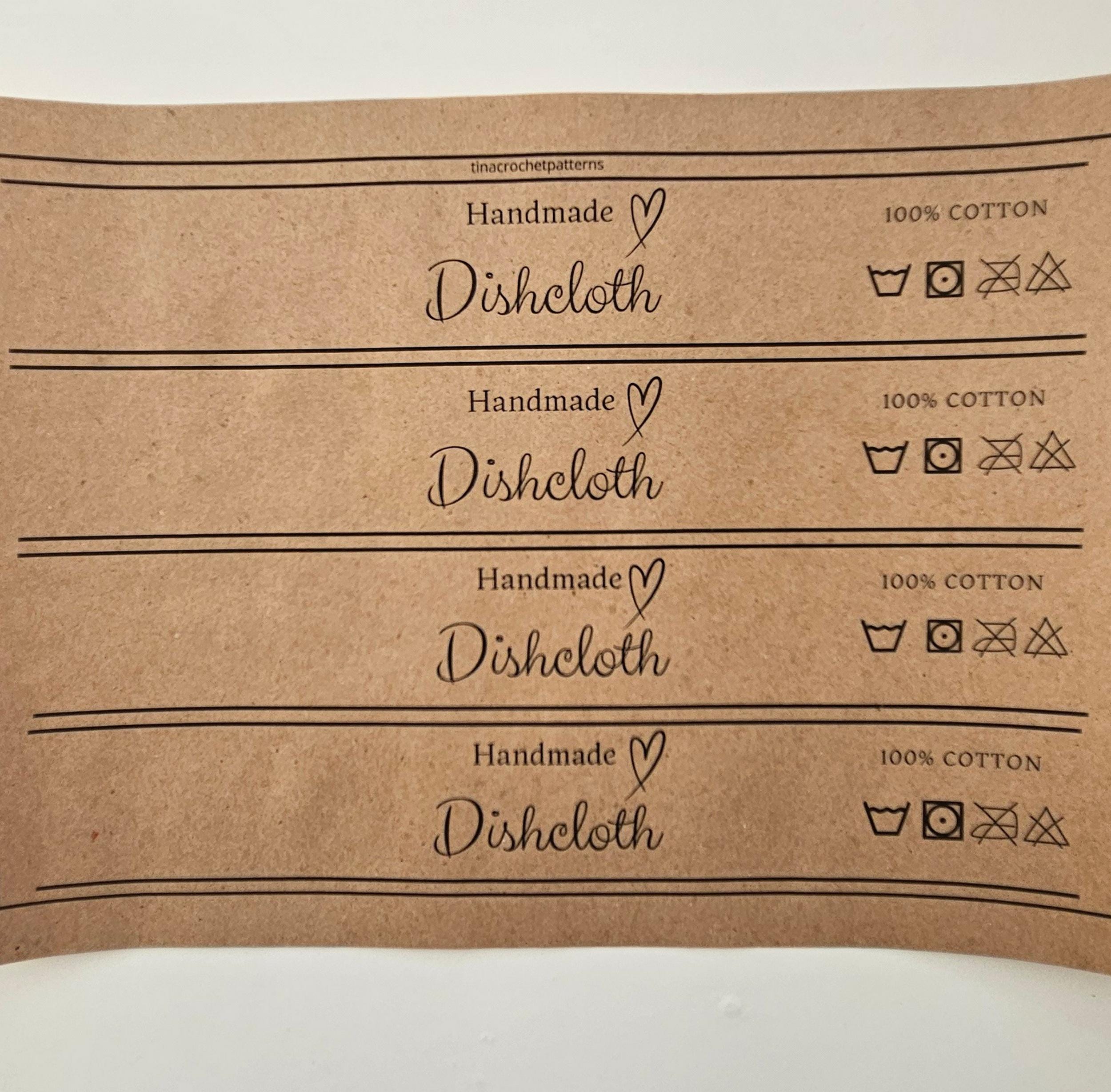 Printable Dishcloth Label, Washcloth Label, Handmade Crochet Tag, Knit ...