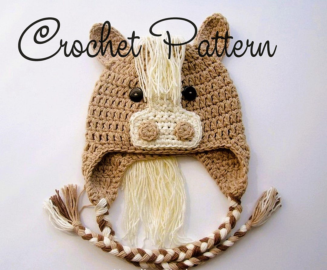 CROCHET PATTERN Horse Earflap Hat Winter Animal Hat for Halloween Photo ...